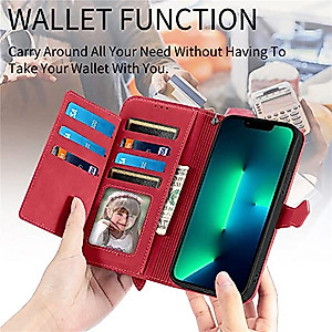 AZIMJOOD for Oppo Reno 6 Pro+ 5G Wallet Case with Hand Rope 7 Card Slots Flip Phone Cover [Skin Feel][Zipper Bag] - Purple