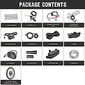AW Electric Bike Conversion Kit 48V 1000W 26" Rear Wheel Powerful Motor E-Bike Conversion Kit Dual Mode Controller W/LCD Display Twist Throttle PAS Ebike Wheel Kit