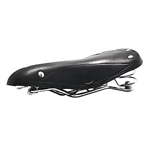 UNISTRENGH English Vintage Bicycle Saddle Touring City Saddle Comfortable Comfort Leather Bicycle Seat with Spring Rivets for Women Men (Black)