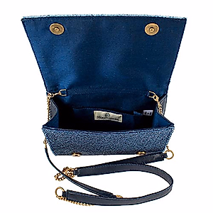 Mary Frances Solar System Beaded Sun and Moon Crossbody Clutch Handbag, Blue