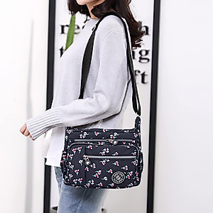 LassZone Lightweight Nylon Crossbody Bag for Women Multi-pocket Satchel Shoulder Bag Ladies Travel Handbags Waterproof Messenger Bag