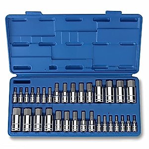 32 PC MASTER ALLEN WRENCH BIT KIT HEX KEY FOR RATCHET SOCKET TOOL SAE METRIC SET