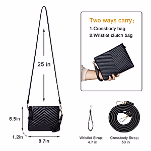 AMELIE GALANTI Small Crossbody Purse Bag For Women,Wristlet Clutch Handbag And Crossbody Wallet With Shoulder Strap For Cell Phone (black-c)