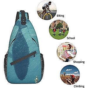 Stylish Chest Sling Bag A Man On A Boat Floating Next to A Huge Whale,Crossbody Shoulder Backpack Adjustable Chest Bag Lightweight Casual Daypack for Men Women Outdoor Sports Biking Climbing