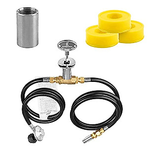 5FT Fire Pit Installation Kit of Replacement Parts, Propane Gas Connector with 1/2" Chrome Key Control Valve, 150K BTU Connection Hose