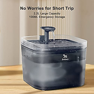 Petory Cat Water Fountain - Automatic Pet Water Fountain Cat Water Dispenser with Replacement Filters, 74oz/2.2L BPA-Free Water Fountain for Cats Inside with 2 Flow Modes