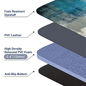 TOMWISH Kitchen Mat Anti-Fatigue Kitchen Rug Non Skid Kitchen Floor Mats 23.5"X70" Memory Foam Cushioned Rugs Comfort Standing Mat Waterproof Kitchen Runner Mats Turquoise and Teal