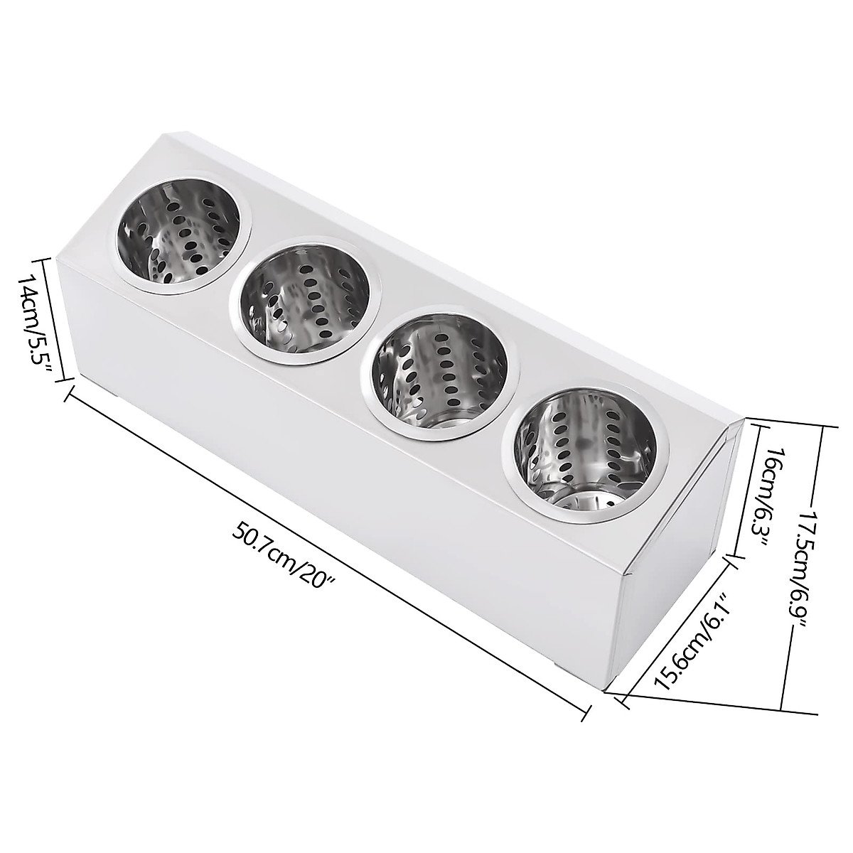 Gdrasuya10 4 Holes Cylinder Flatware Organizer 201 Stainless Steel Flatware Organizers Stainless Steel Commercial Cylinder Flatware Silverware Utensil Holder Organizer Caddy for Kitchens