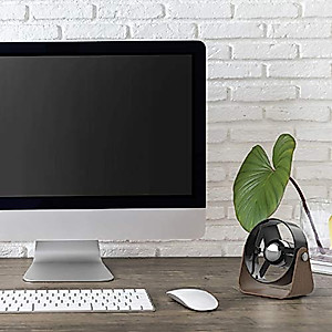 SHARPER IMAGE SBS1-SI Small Personal USB Fan with Soft Blades, 2 Speeds, Touch Control, Quiet Operation, 5V Wall Adapter, 6 ft. Cable, Black