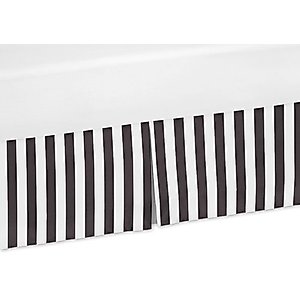 Sweet Jojo Designs Black and White Stripes Crib Bed Skirt Dust Ruffle for Paris Collection Bedding Sets
