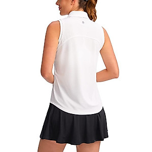 SANTINY Women's Sleeveless Golf Shirt Collared Button-Down Polo Shirts Quick Dry Golf Tennis Tank Tops for Women (White_S)