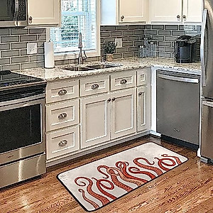 SLHKPNS Kitchen Mat Red Octopus Tentacles Non-Slip Kitchen Rugs Comfort Runner Doormat 39x20 Inch Soft Floor Mat for Home Decor