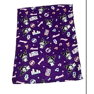 Kuromi & Friends Soft Silky Fleece Throw 40"x50" Kids Blanket “Neon Kuromi”