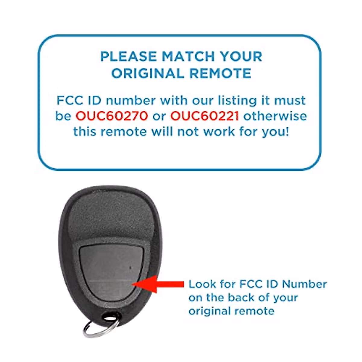 Keyless2Go Replacement for Keyless Entry Car Key Vehicles That Use 3 Button OUC60270 OUC60221, Self-programming - 2 Pack