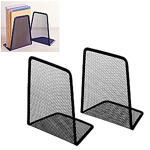 SZYAWsd File Sorters 1 Pair Metal Mesh Desk Organizer Desktop Office Home Bookends Book Holder Black