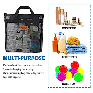 3 Pcs Portable Mesh Shower Caddy Tote, Quick Dry Tote Bag Mesh Beach Bags for Women, Hanging Toiletry and Bath Organizer for Travel Swimming Sports Gym Camp Shopping College Dorms (Black Gray D Blue)