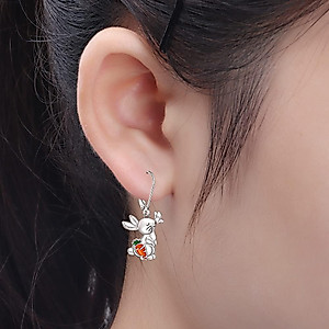 Bunny Earrings for Women Easter Bunny Earrings Carrot Dangle Drop Sterling Silver Animal Bunny Rabbit Holiday Easter Jewelry Gifts