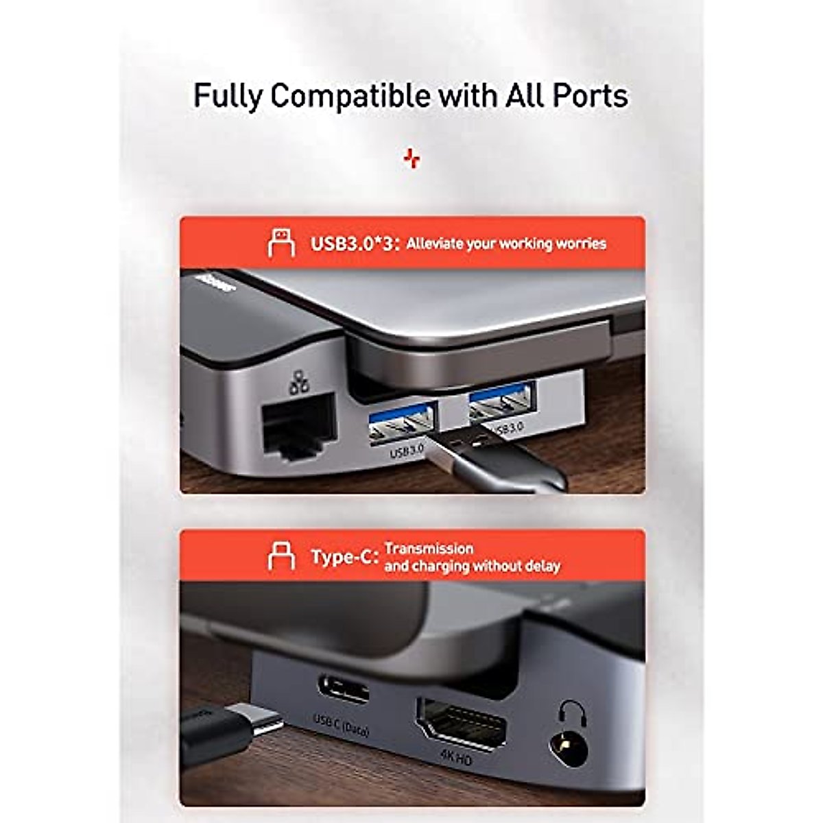 GPPZM 9 in 1 USB C HUB Type C HUB to 4KHD RJ45 Jack 3.5 Multi USB 3.0 PD Adapter for MacBook Pro USB-C Splitter Type-c USBC HUB