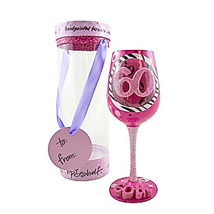 Top Shelf Decorative 60th Birthday Wine Glass, 1 Count (Pack of 1), Pink