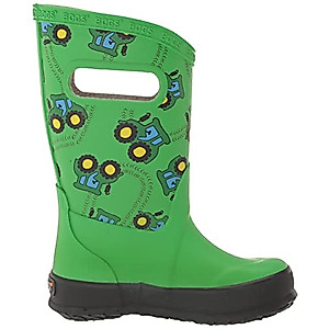Bogs Kids Rainboot, Tractors Print - Green, Size 7 Little Kid