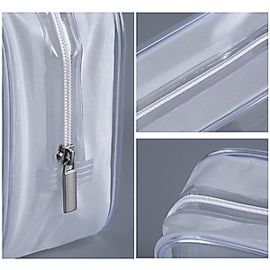 5 Pack Clear Plastic Zippered Toiletry Carry Pouch TSA Approved Toiletry Bag Portable Cosmetic Makeup Bag for Vacation, Bathroom and Organizing (White 3Pcs, Small)