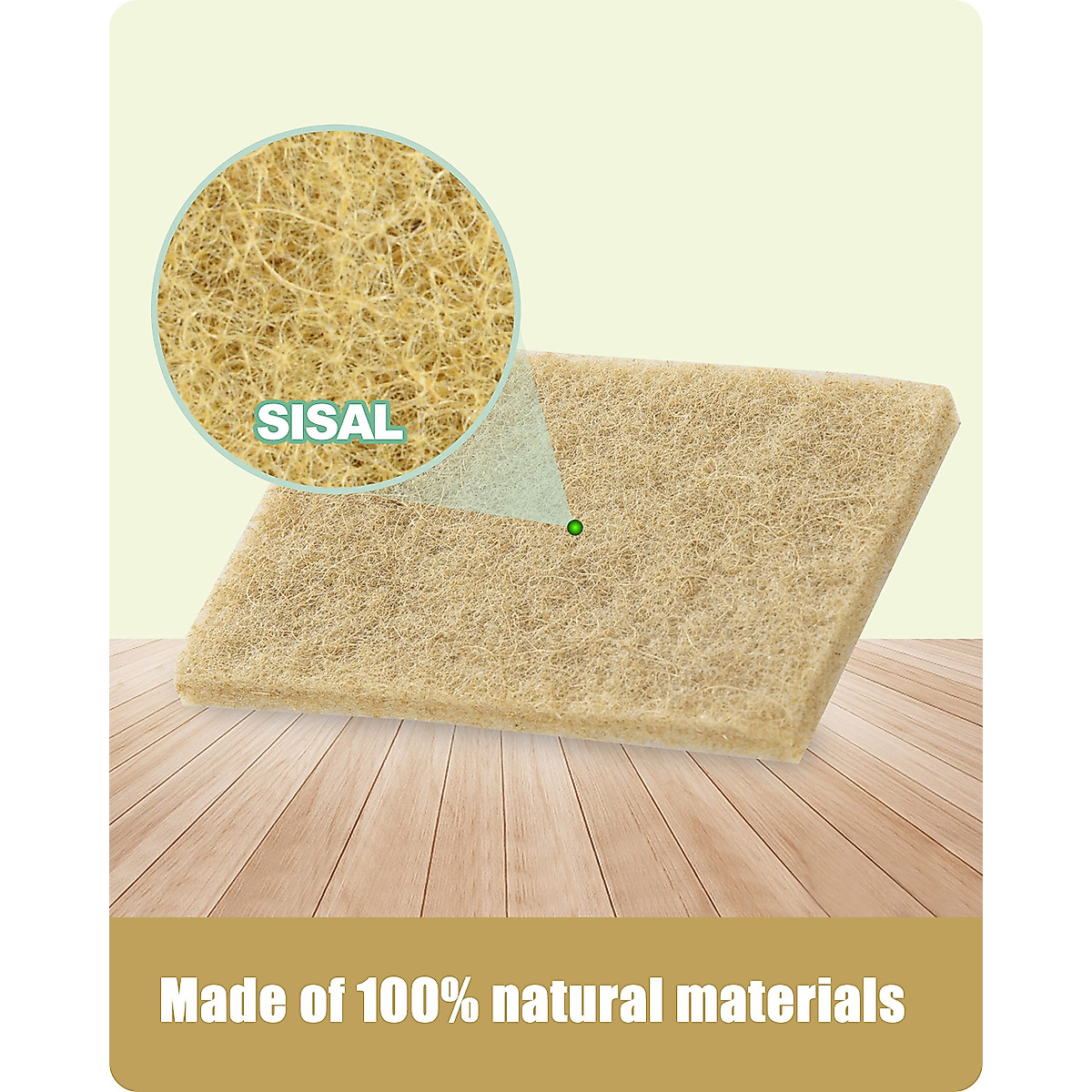 Foamstar Natural Scouring Pads 6 Pack- Non-Scratch Sisal Cleaning Scrub Pads for Dishes, Eco-Friendly Coconut Fiber Kitchen Scrubbers for Pans and Pots, Compostable, Biodegradable