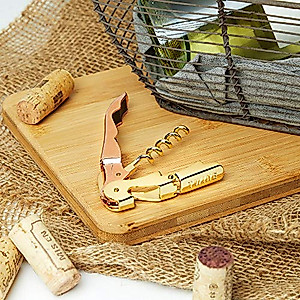 Twine Copper And Gold Double Hinged Waiter’s Corkscrew, Stainless Steel Wine Key with Foil Cutter, Double Hinged Corkscrew, Set of 1