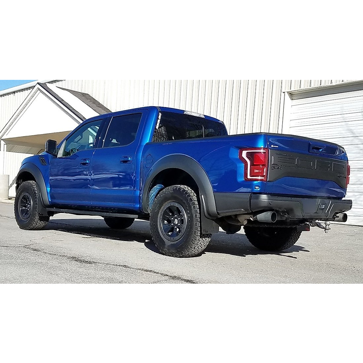 RokBlokz Mud Flaps for 2017-2020 Ford Raptor - Set of 4 - Multiple Colors Available - Mud Guards are Custom Cut and Fit - Includes All Mounting Hardware (Black with Black Logo)