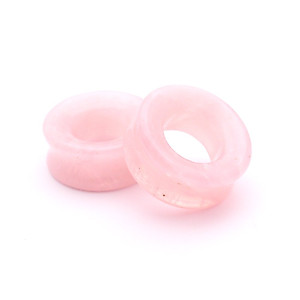 Mystic Metals Body Jewelry Rose Quartz Stone Concave Tunnels - Sold As a Pair (1-1/4" (32mm))