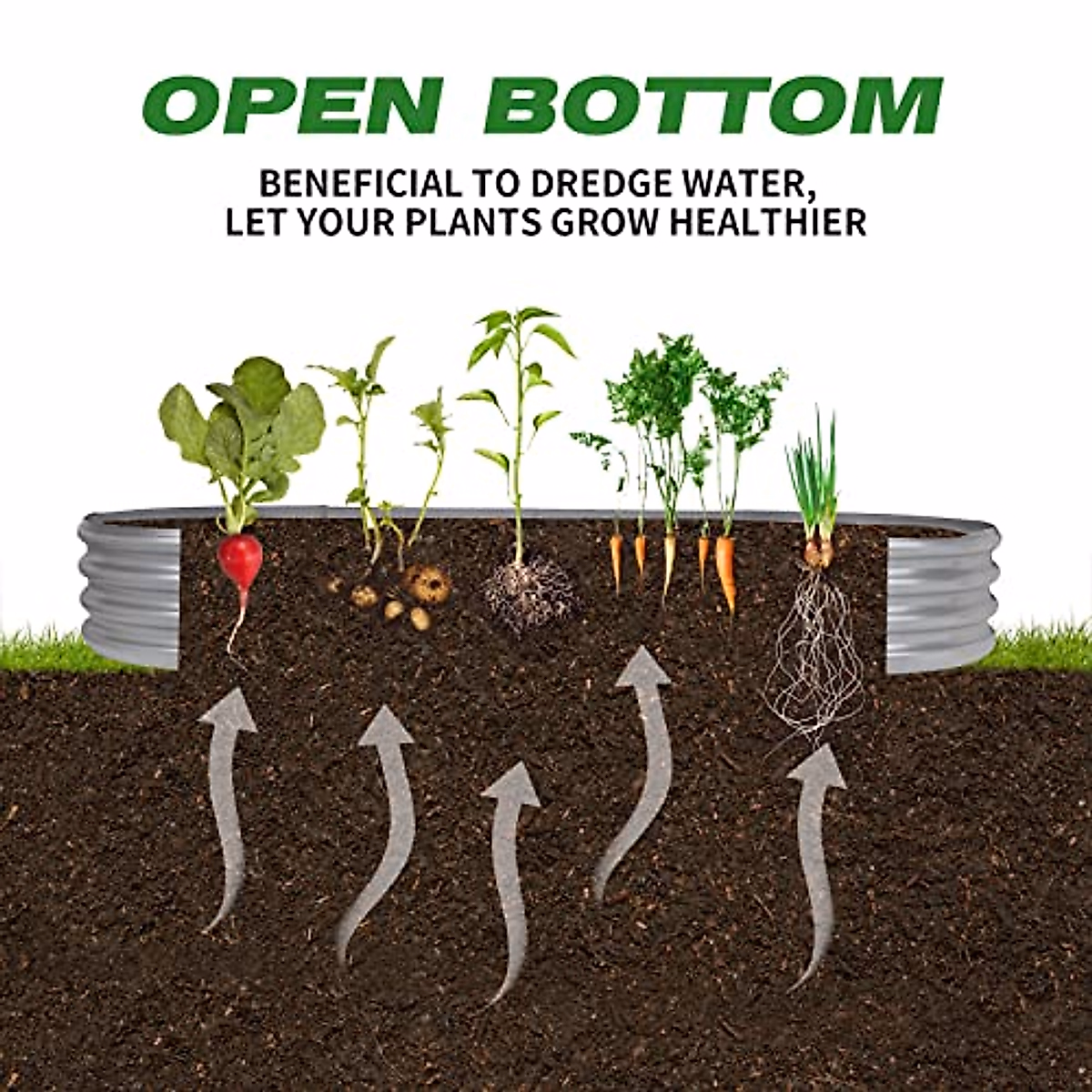 Raised Garden Bed Galvanized Planter Box Outdoor, Rot-Resistant Metal Garden Bed Planter for Vegetables Flower Herb (Silver)