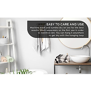 Black White Set of 4 Kitchen Dish Towels 20X30 Inch Extra Large Size Highly Absorbent 100% Cotton Hand Towel with Mitered Corners Modern Stripes For Bar & Tea And Household Use With Hanging Loop