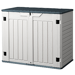Homall Resin Outdoor Storage Shed 34 Cu Ft Horizontal Outdoor Storage Cabinet, Weather Resistant Resin Tool Shed, Multi-Purpose Shed Lockable Outdoor Storage for Garbage Cans, Lawn Mower and Tools