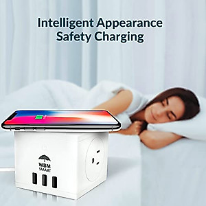 WBM Smart USB Power Strip with Wireless Charger,PG-02A-1