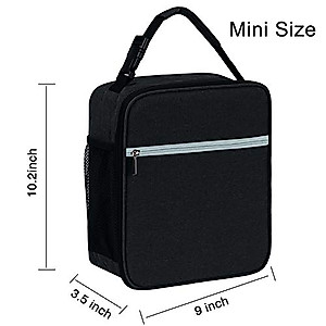 Insulated Lunch Box for Men Adults Portable Lunch Bag Women with Water Bottle Holder Reusable Lunch Tote Bag Soft Lunch Container Leak-proof Cooler Bag for Work Office Picnic, Black and White