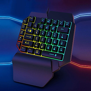 One Handed RGB Mechanical Gaming Keyboard, Computer Mechanical Gamer Keypad Portable Mini Single Keyboard for PUBG Gaming with Eye Catching Lighting