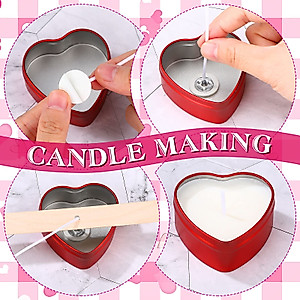 Vesici 12 Pack 2 oz Heart Shaped Metal Tins with Lids Empty Candle Jars Candle Containers Cans for Making Candles Heart Box for Mother's Day Candies Presents Gifts Home Supplies(Red)
