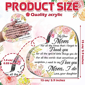 Jetec Mothers Day Gifts for Mom Acrylic Mom Gift Birthday Gift Sign Plaque Presents from Daughter Son Grateful Christmas Valentines Birthday Gifts,5.91 x 5.91 x 0.55 Inches(Flower)