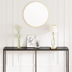 SONGXIN 63" Console Table,Modern Narrow Long Sofa Table Behind Couch,Skinny Entry Table with Black Metal Frame for Living Room, Hallway,Classic Black