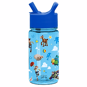 Simple Modern Disney Kids Water Bottle Plastic BPA-Free Tritan Cup with Leak Proof Straw Lid | Reusable and Durable for Toddlers, Boys, Girls | Summit Collection | 16oz, Toy Story Andys Toys