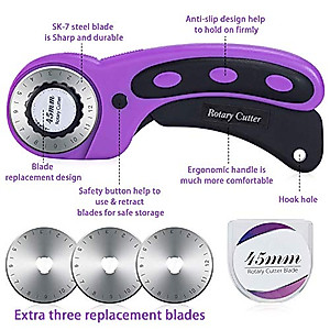 Nicecho Rotary Cutter Set,Sewing Quilting Supplies,45mm Fabric Cutters,A3 Cutting Mat for Sewing,Acrylic Rulers,Scissors,Exacto Knife,Clips,Beginners Sewing Accessories,Fabric Cutter Kit