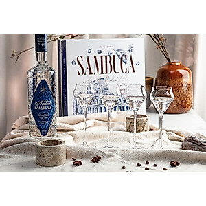 GLASSIQUE CADEAU Crystal Sambuca, Cordial, Digestive Glasses with Long Stem for Sipping After Dinner Drinks | Set of 4 | 3 oz Tall Stemmed Liquor Glassware