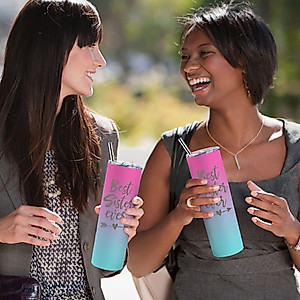 Sister Birthday Gifts Best Sister Ever Gifts From Sister Brother 20oz Skinny Tumbler Gift For Sister In Law Step Sister Bday Christmas Presents For Soul Sister Unbiological Sister Cup With Straw