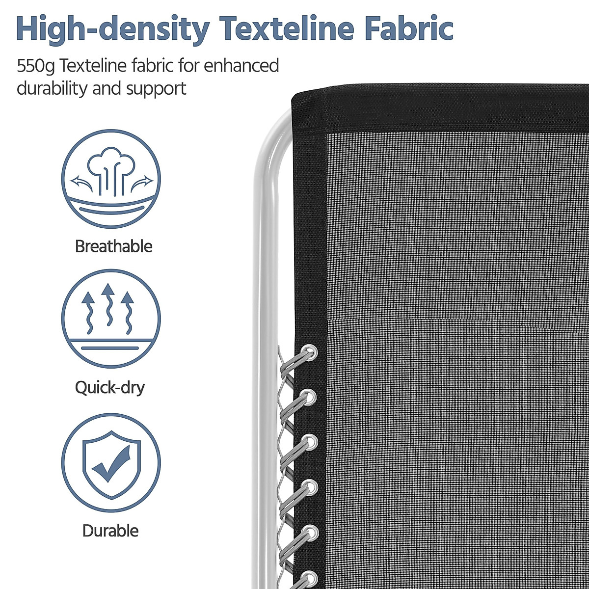 Yaheetech Zero Gravity Chair, Folding Reclining Lounge Recliner with Removable Pad & Headrest & Side Cup Holder Tray for Indoor and Outdoor Gray/2