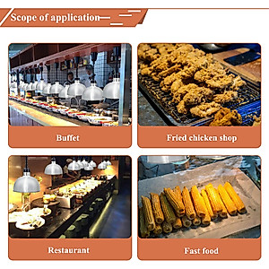 JIAWANSHUN Food Heat Lamp Food Warmer Lamp 60-180mm φ290mm 250W Bulb Commercial Food Warmer Retractable Heat Lamps Catering Food Warmers Restaurant Supplies or Home Food Service(Silver) 110V