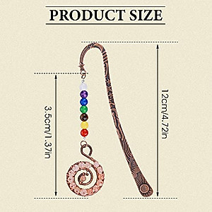 cobee Vintage Metal Bookmarks, Tree of Life Bookmark 7 Chakra Crystal Bookmark Healing Stone Vintage Bookmarks Antique Copper Metal Bookmark Beading Tumbled Gemstones Book Markers(Pink)