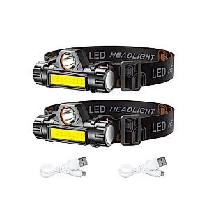 MyToolGift 2 Packs LED Headlamps, Portable, Long Range, Rechargeable, High Lumen, Battery Powered