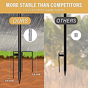 Ointo Garden String Light Pole - Outdoor Metal Poles with Hooks for Hanging String Lights - Garden, Backyard, Patio Lighting Stand for Parties, Wedding（2 Pack）