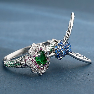 Ginger Lyne Collection Jeweled Hummingbird Ring Size 6 Size 6
