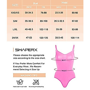 SHAPERX Bodysuit for Women Tummy Control Shapewear Seamless Sculpting Thong Body Shaper Tank Top,SZ5215-Pink-S/M