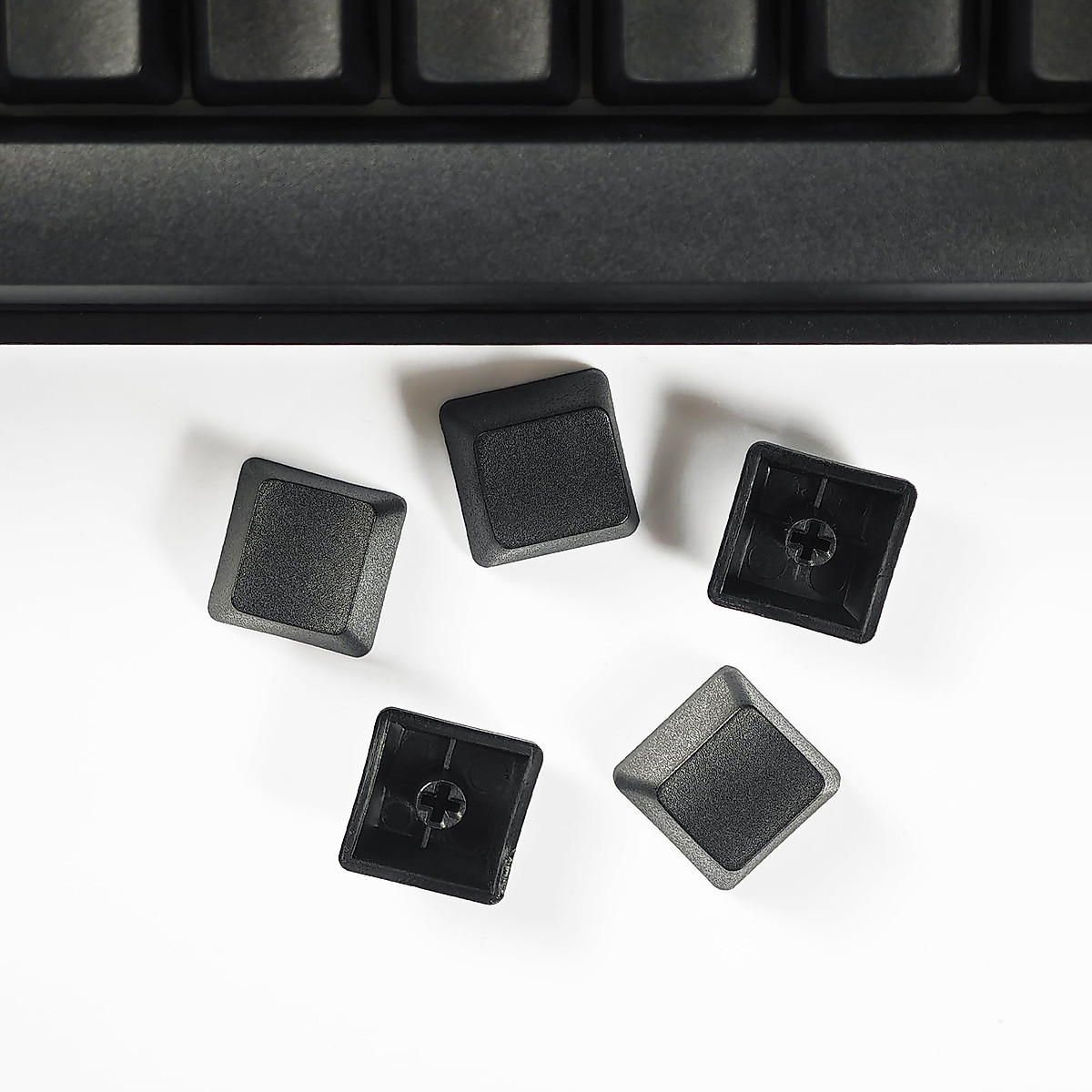 YMDK Blank Thick PBT OEM Profile 61 ANSI Keycaps for MX Switches Mechanical Keyboard (Black)(Only Keycap)